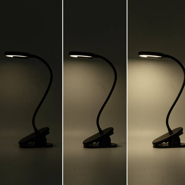 Lampka biurkowa LED z klipsem. Na akumulator 3W 4000K | Czarna ...